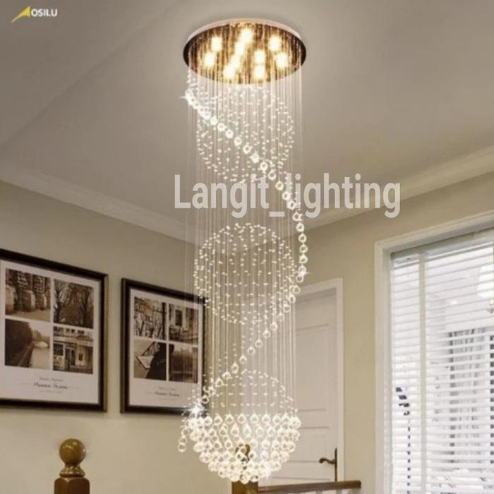 Jual lampu kristal lampu plafon void diameter 60cm tinggi 200cm - Kota ...