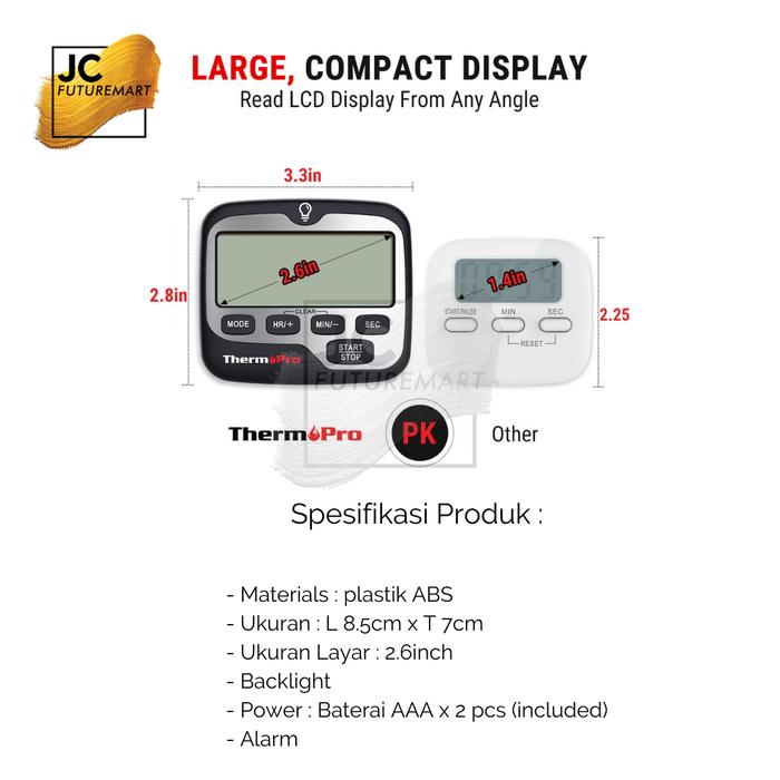 Jual Thermopro Kitchen Timer Dapur With Clock Mode Backlight Alarm Tm 01 Di Seller Shin Store