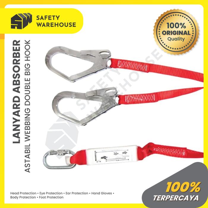 Jual Safety Shock Absorber Lanyard Double Big Hook webbing rope Astabil ...