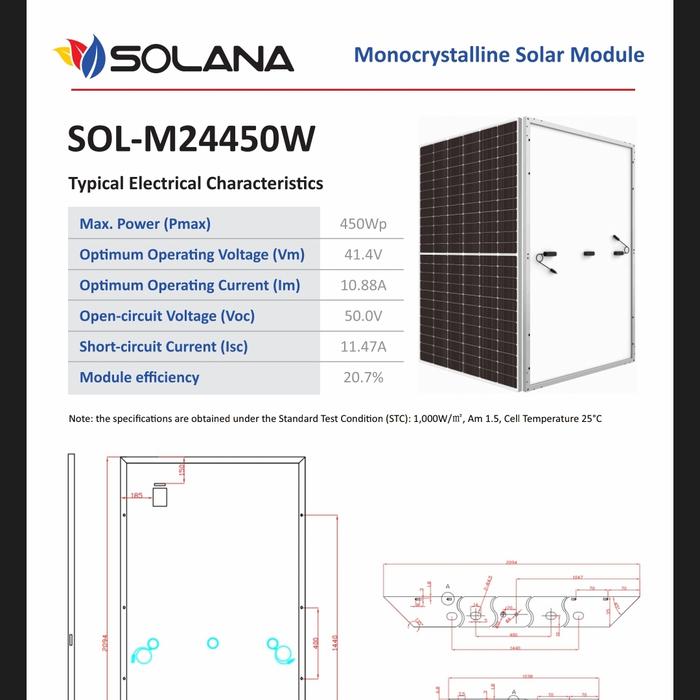 Jual SOLANA SOLAR PANEL 450WP 50Volt MONO TENAGA SURYA - Jakarta Barat ...