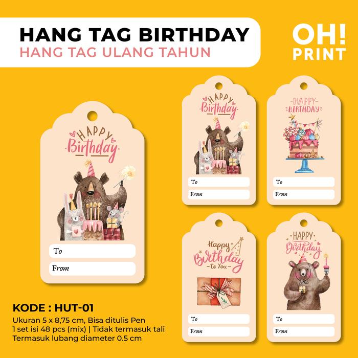 Jual Hang Tag Ulang Tahun | Birthday Hang Tag (ISI 48 PCS) - HUT-01, BW ...