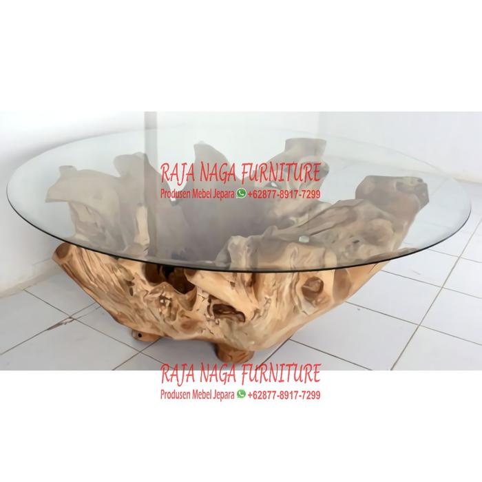 Jual Meja Akar Kayu Jati table antik solid natural Jepara kaca ...