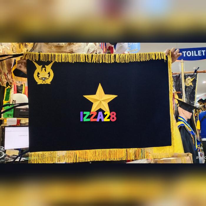 Jual bendera panji untuk POLRI bintang DUA bahan beludru bintang timbul ...