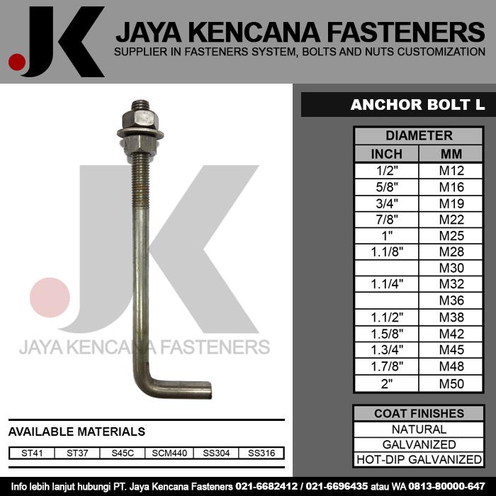 Jual Anchor Bolt L / Angkur L M30 x 800 mm - (ST41 / S45C) - S45C/BAJA ...