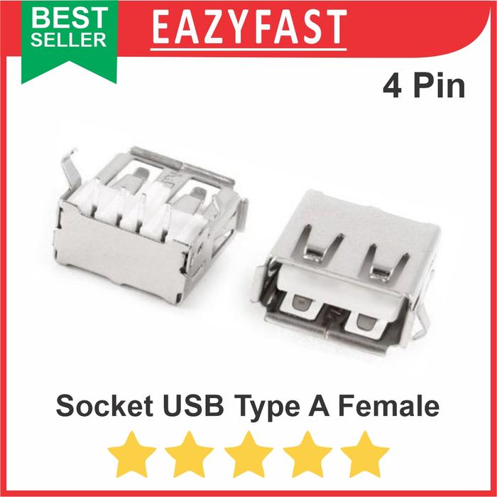 Jual Socket Port USB Female Betina Connector 4 Pin Jack Tipe A 90 ...