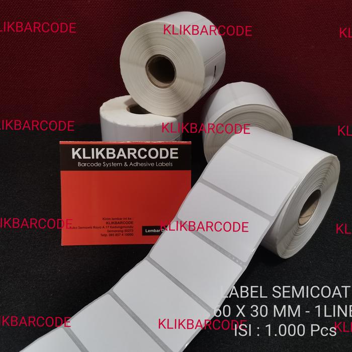 Jual LABEL BARCODE 60 X 30 (1 LINE) KERTAS STICKER LABEL SEMICOATED ...