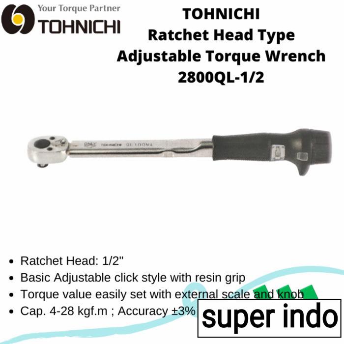 Jual TOHNICHI 2800QL-1/2 Ratchet Head Type Adjustable Torque Wrench ...