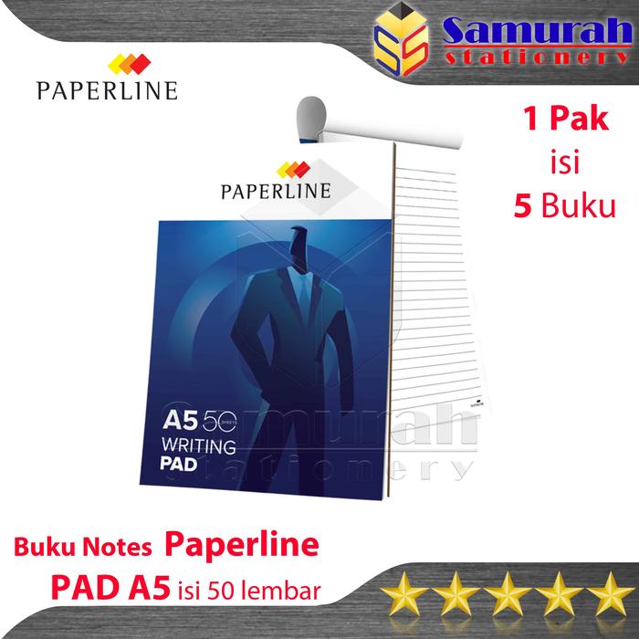 Jual Block Note Garis Paperline A5 ( 1 Pack = 5 Buku ) / Buku Pad ...