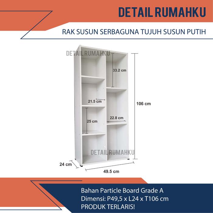 Jual Rak Buku 7 kotak susun tingkat Serbaguna Putih Minimalis - Putih ...