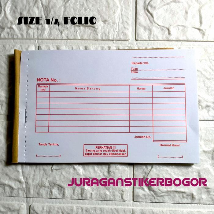 Jual NOTA KONTAN 1 PLY 1/4 FOLIO/ NOTA BON / ISI 50 LEMBAR 1/4 FOLIO ...
