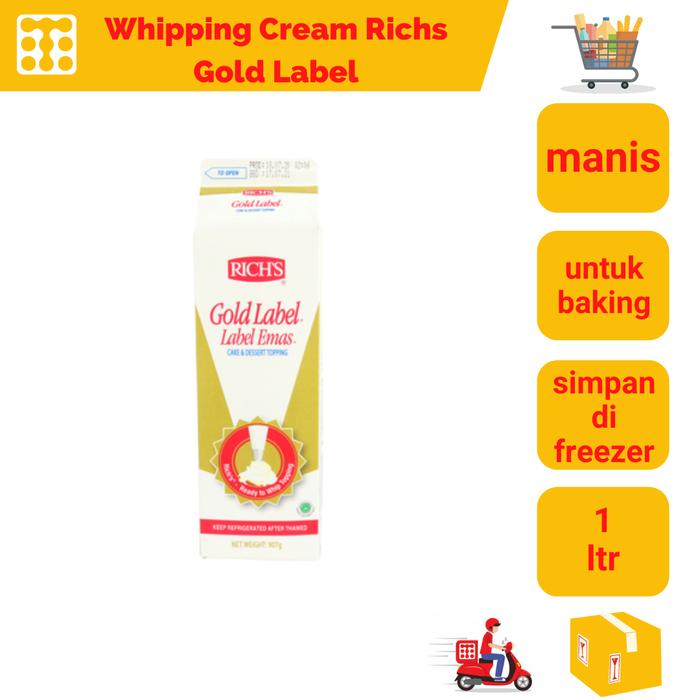 Promo WHIPPING CREAM RICH GOLD LABEL 1LTR (KHUSUS GOSEND & GRAB ...