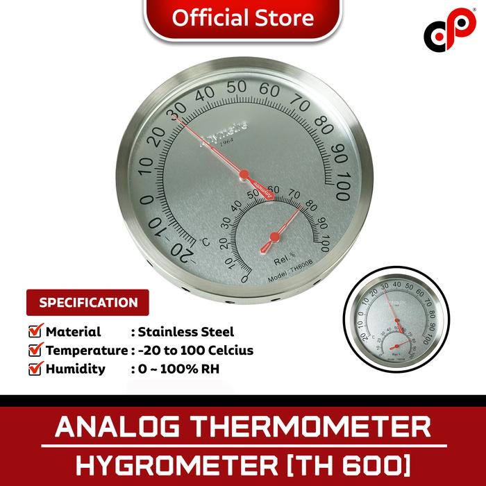 Jual Analog Thermometer Stainless| Hygrometer | Anymetre | TH603 ...