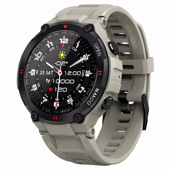 Jual K22 smartwatch (amazfit T-Rex model) bluetooth call, BW-AT2 - Grey ...