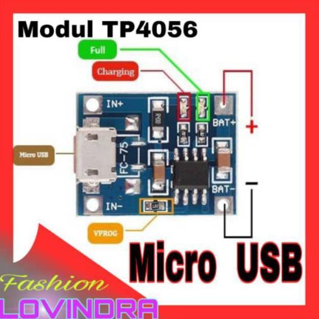 Jual Modul Charger TP4056 5V 1A Micro USB to Li-ion Lithium 18650 ...