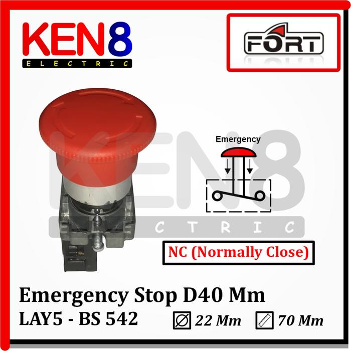 Jual Push Button Emergency Stop Fort D40 Mm (D Lubang 22 Mm) LY5-BS542 ...