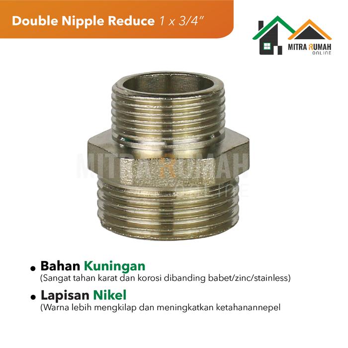Promo Double Nepel Reduce Male / Dobel Nepple Drat Luar Kuningan 3/4" x ...