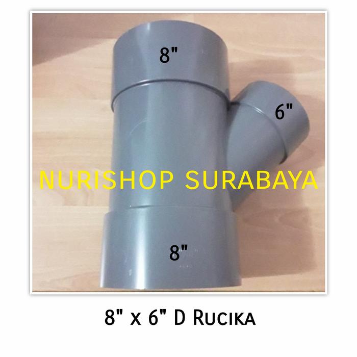 Jual tee y 8x6 / ty / Y branch / Y-branch 45 derajat pvc rucika 8" x 6 ...