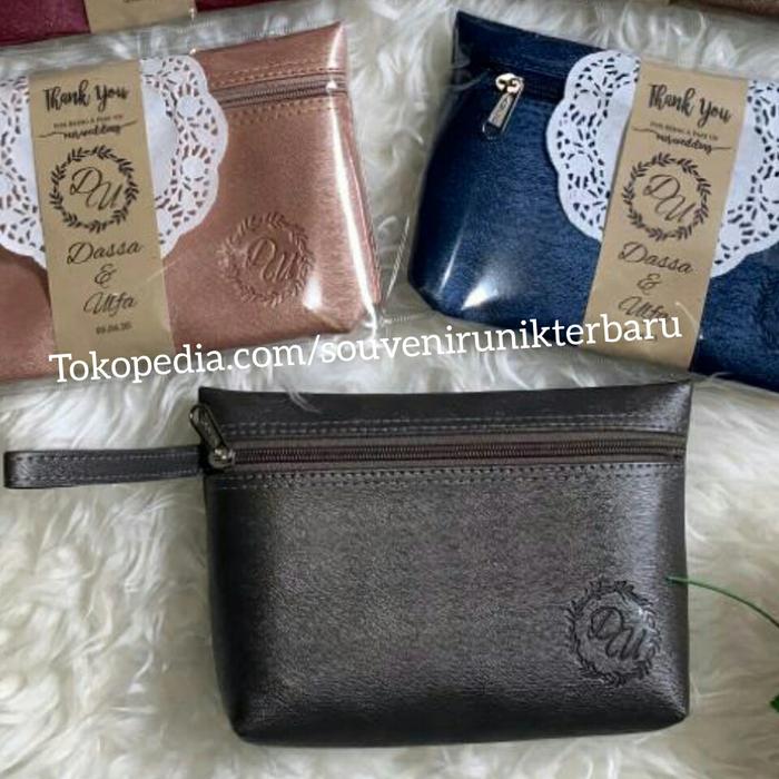 Jual Souvenir Dompet Front Zipper Wedding Custom Emboss Pesta ...