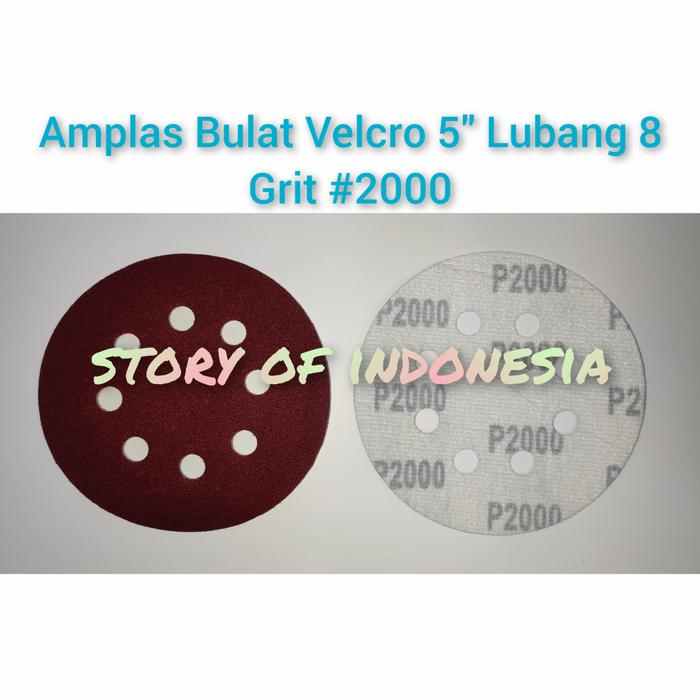 Jual Amplas Bulat Velcro 5" 8 Lubang Grit 2000 Tempel Sanding Pad 5 ...