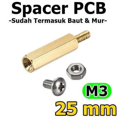 Jual spacer Besi 3x25mm Kaki PCB Tembaga Slicer 25mm Dudukan Besi Baut ...