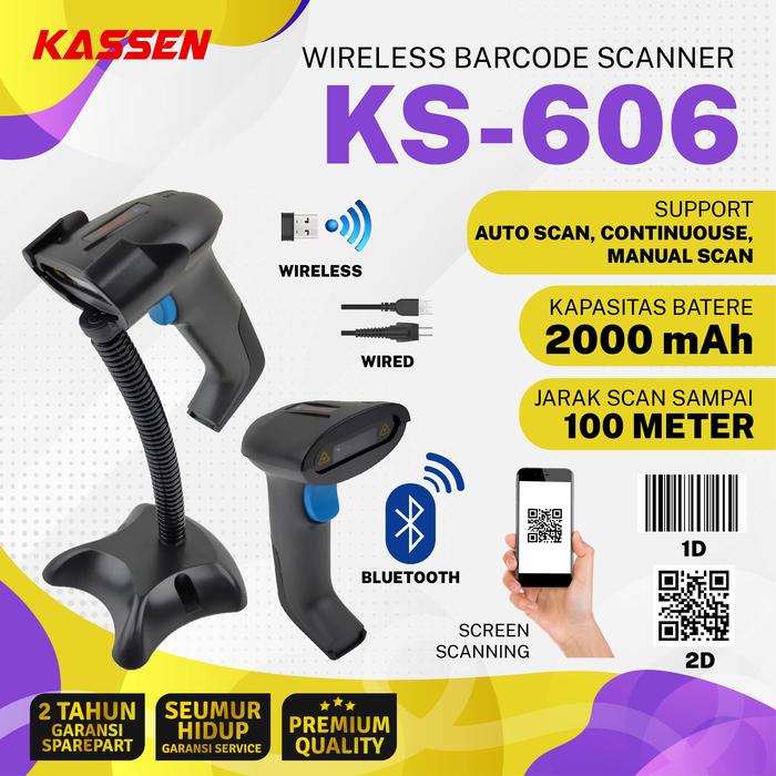 Jual Scanner barcode 2D Bluetooth KASSEN KS-606 2D BT - Kota Surabaya ...