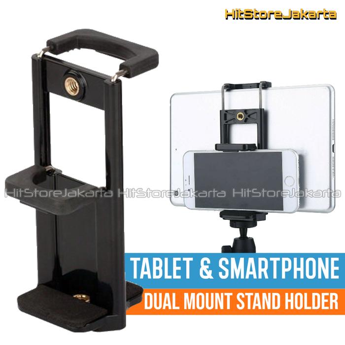 Jual Holder HP Tablet Ipad Stand Double Holder Tablet Handphone Clip ...
