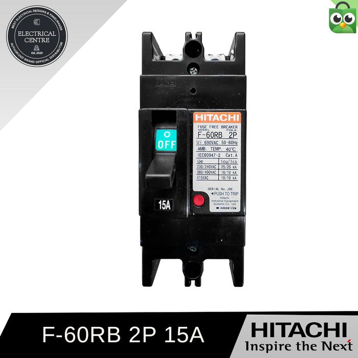 Jual HITACHI MCCB F-60RB 2P 15A Fuse Free Breaker - Jakarta Barat ...