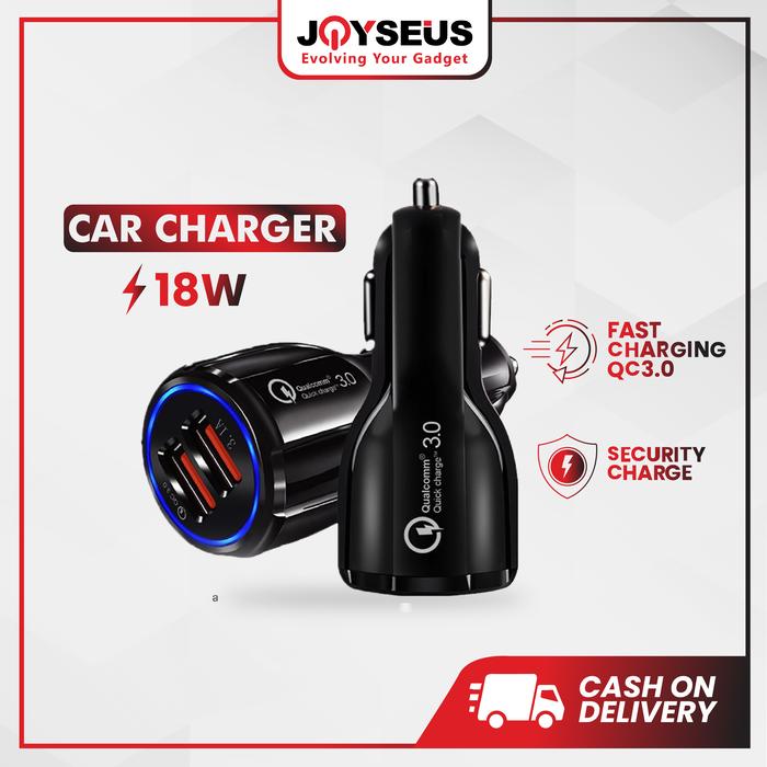 Promo JOYSEUS QC3.0 Car Charger 3.1A Dual USB FAST Charging Black ...