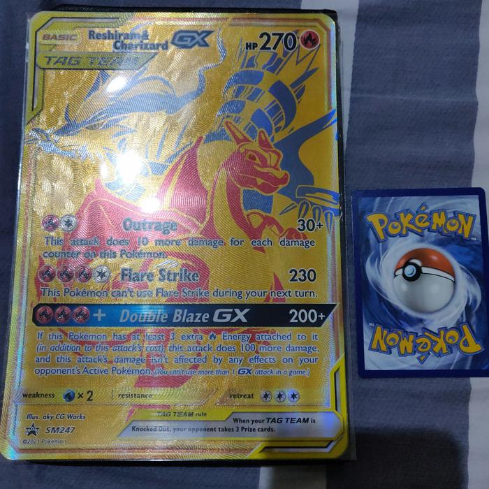 Jual Pokemon TCG EN PR SWSH247 Reshiram & Charizard GX Tag Team Gold ...