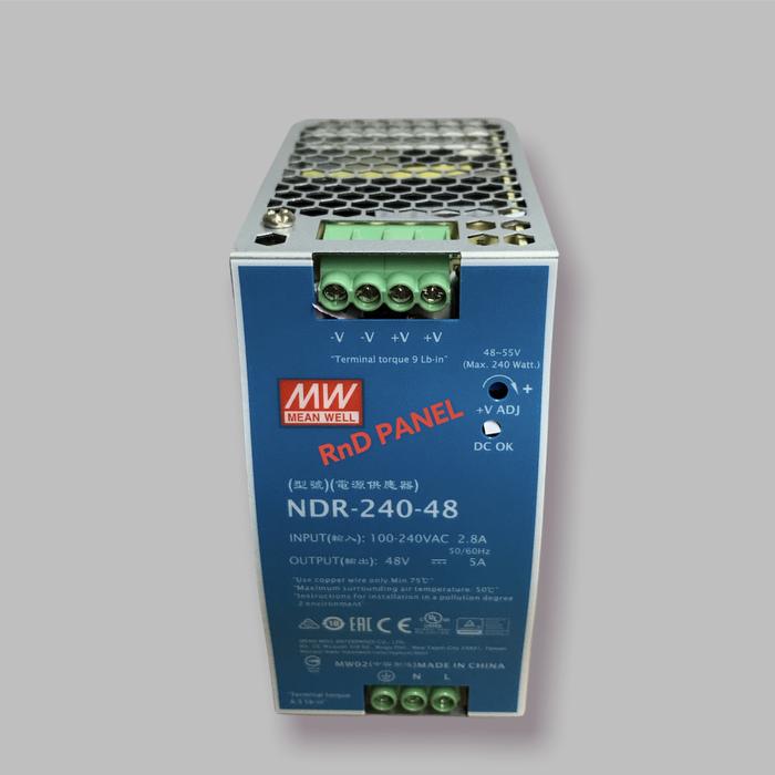 Jual SWITCHING NDR-240-48 POWER SUPPLY MW MEANWELL DIN RAIL 48VDC 5A ...