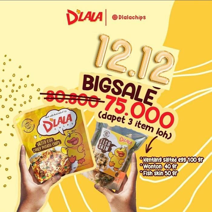 Jual Bundling Dlala Salted Egg Potato Chips, Wonton, dan Fish Skin ...