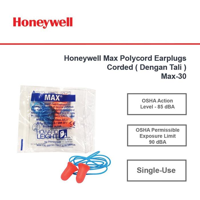 Jual Honeywell Howard Leight Max-30 Max Corded Disposable Earplug - 1 ...