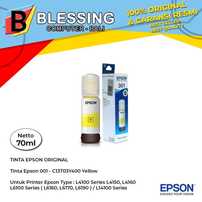 Jual TINTA EPSON 001 YELLOW / Tinta Epson 001 Yellow For L4100 L6100 ...