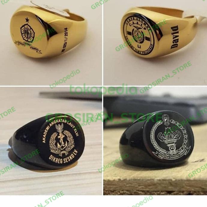 Jual cincin titanium caaip TNI aL dikreg custom logo nama grafir kado ...