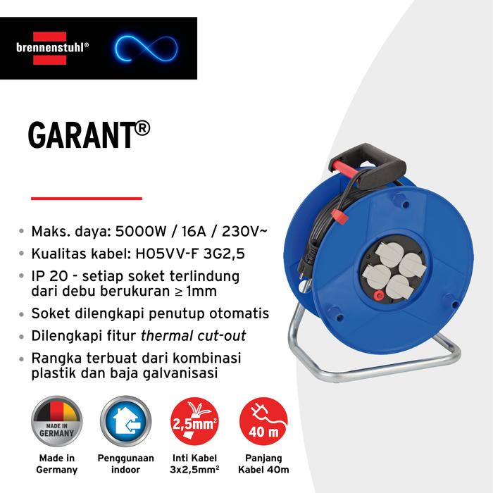 Jual Kabel roll / kabel rol - Brennenstuhl Garant 40m 3x2.5mm + FUSE ...