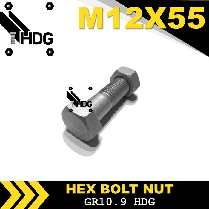 Jual HEX BOLT NUT HALF THREAD GRADE 10.9 HOTDIP (HDG) M12 - M12X65 ...