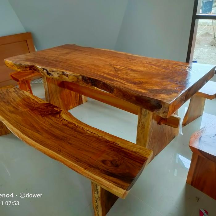 Jual meja makan solid trembesi 90cm x 240cm - Kab. Bogor - toko bangku ...