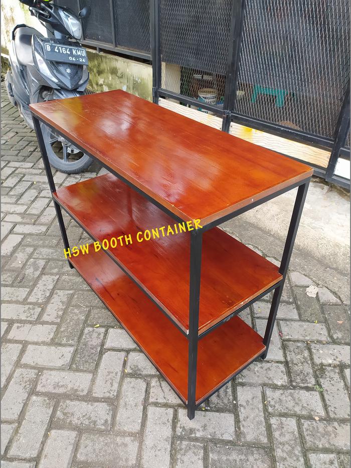 Jual Rak/meja besi serbaguna kayu jati belanda rak tv industrial - Kota ...