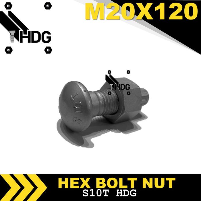 Jual BOLT NUT TORQUE SHEAR S10T HOTDIP (HDG) M20 - M20X120 - Kab ...