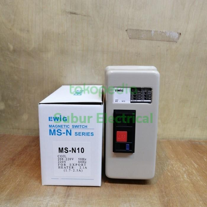 Jual ewig magnetic switch ms-n10 coil 220v 1.7A-2.5A - 380V, 11A (9-13A ...