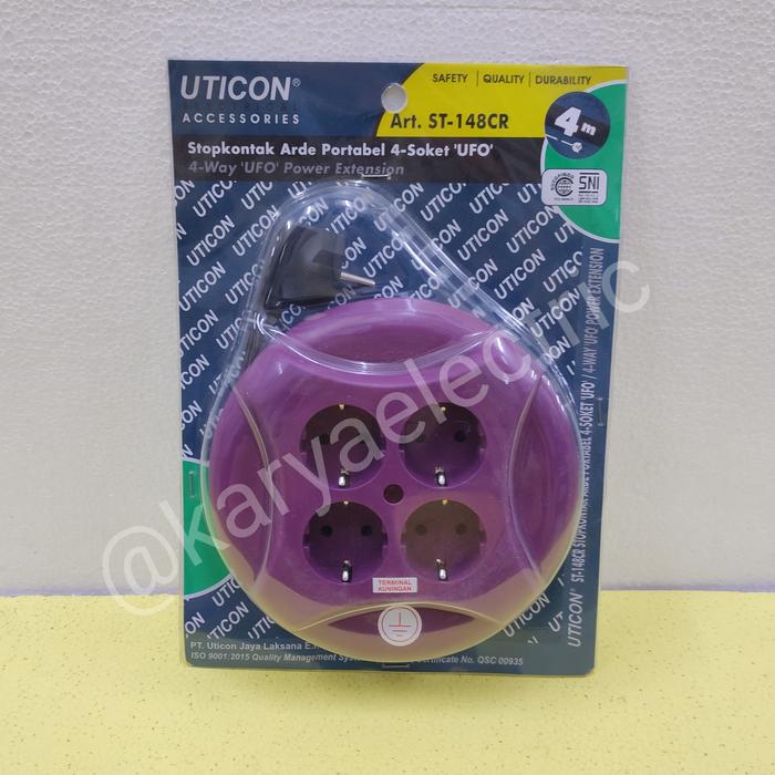 Jual Stop kontak Uticon 4LB UFO/ Kabel Roll/ Kabel Box 4M ST-148CR ...