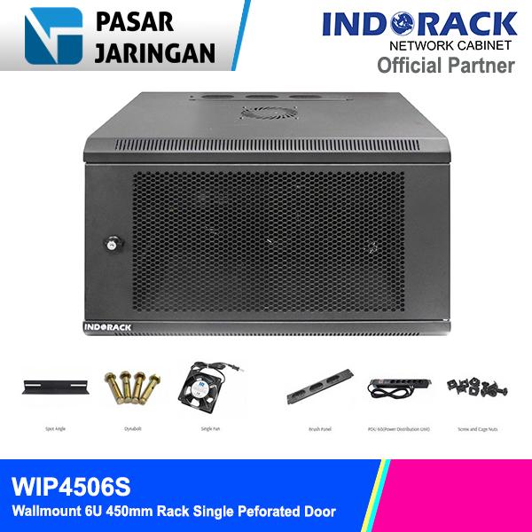 Jual INDORACK WIP4506S 6U 450mm Wallmount Rack Single Perforated Door ...