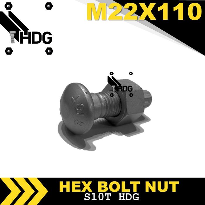 Jual BOLT NUT TORQUE SHEAR S10T HOTDIP (HDG) M22 - M22X110 - Kab ...