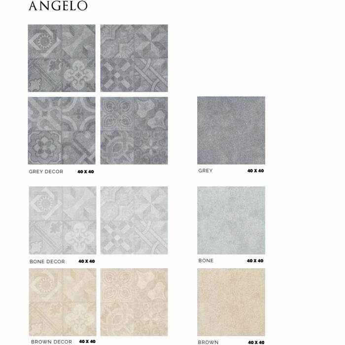 Jual Keramik 40x40 Matt Motif Angelo Bone, Grey dan Brown Decor Grade A ...