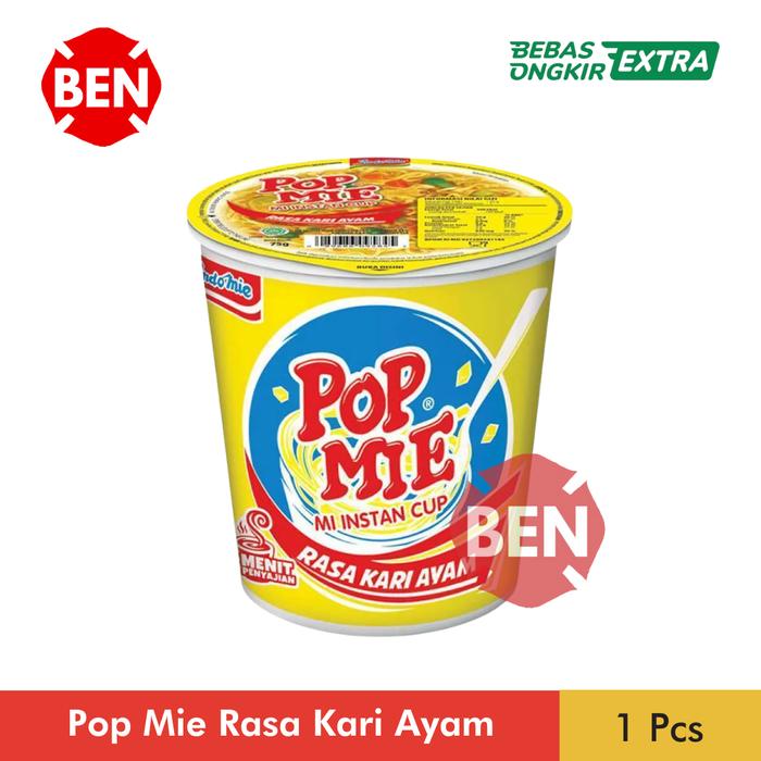 Jual Pop Mie Rasa Kari Ayam 75g / Popmie Mie Instan Cup 75gr / Grosir ...
