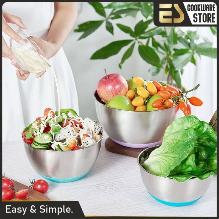 Promo ES Baskom Stainless Steel Set isi 3 Baskom Serbaguna Baskom Set ...