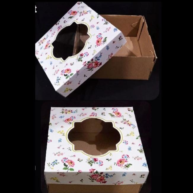 Jual Box Bolu Tart Kue Ulang Tahun Motif Shabby Putih Ukuran 25x25x10 ...