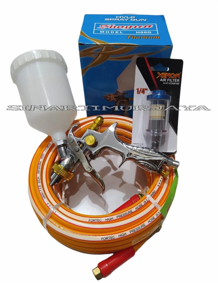 Jual paket murah spraygun set selang kompresor + filter spraygun 1/4 ...