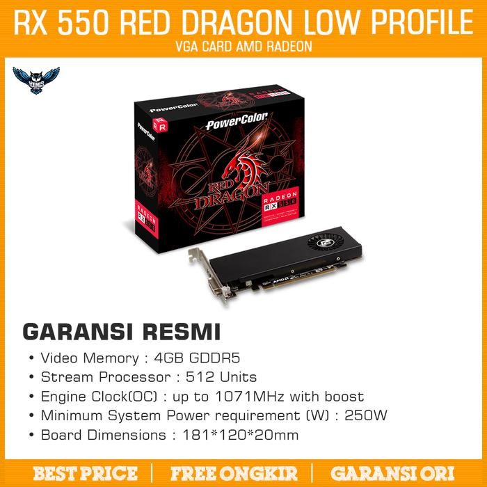 Jual Vga Powercolor Rx 550 4gb Ddr5 - Red Dragon Low Profile Radeon Rx550 Di Seller Kingyo ...