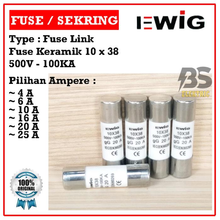 Jual Fuse Keramik 10x38 Cylindrical EWIG Type Fuse Link 500V - 100KA - 6A - Jakarta Barat - BS ...